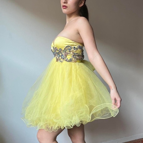 Sherri Hill | Dresses | Y2k Yellow Micro Mini Tulle Prom Dress | Poshmark